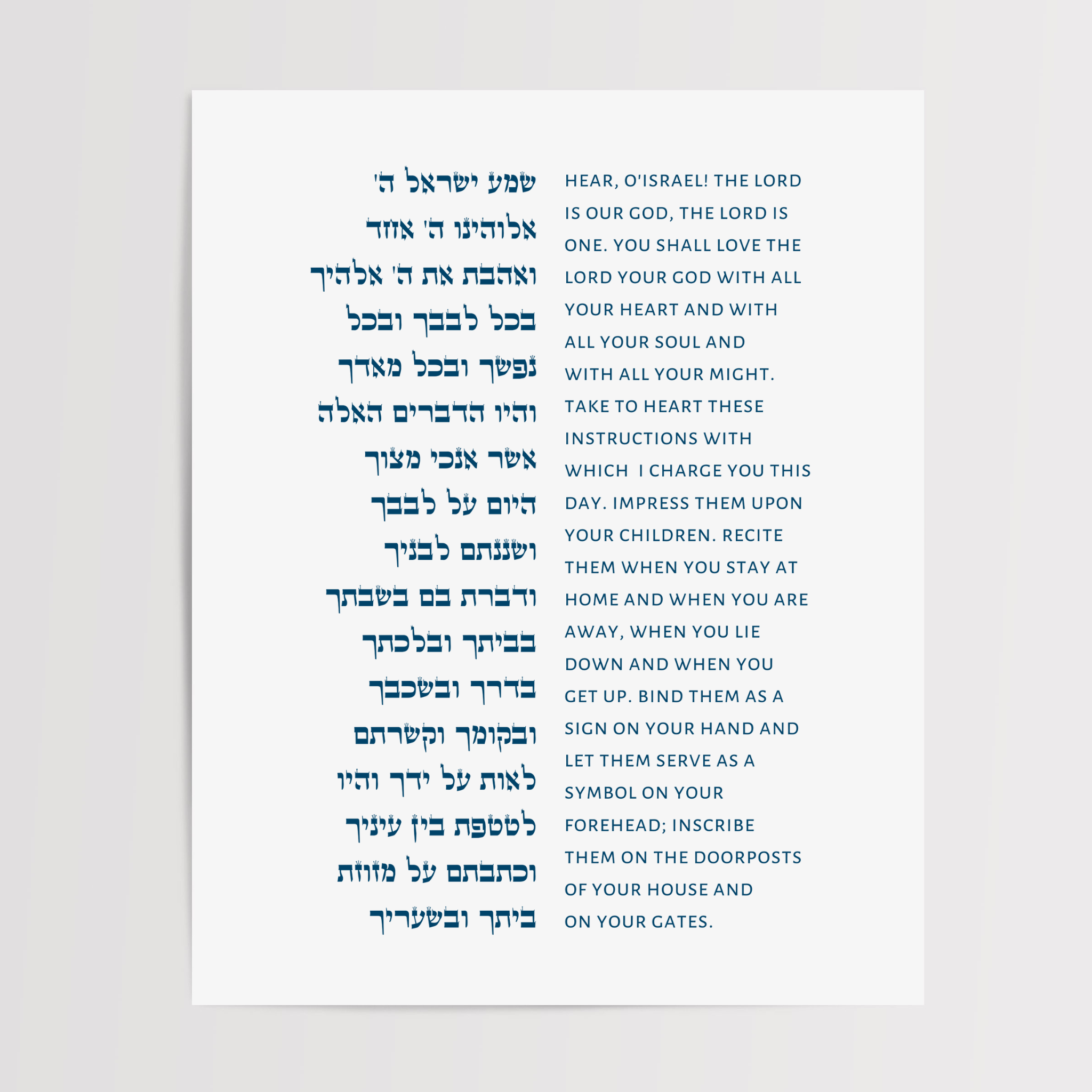 Shema Deuteronomy 6:4-9 | Prayer Hebrew Jewish Gifts Artwork – The Verse