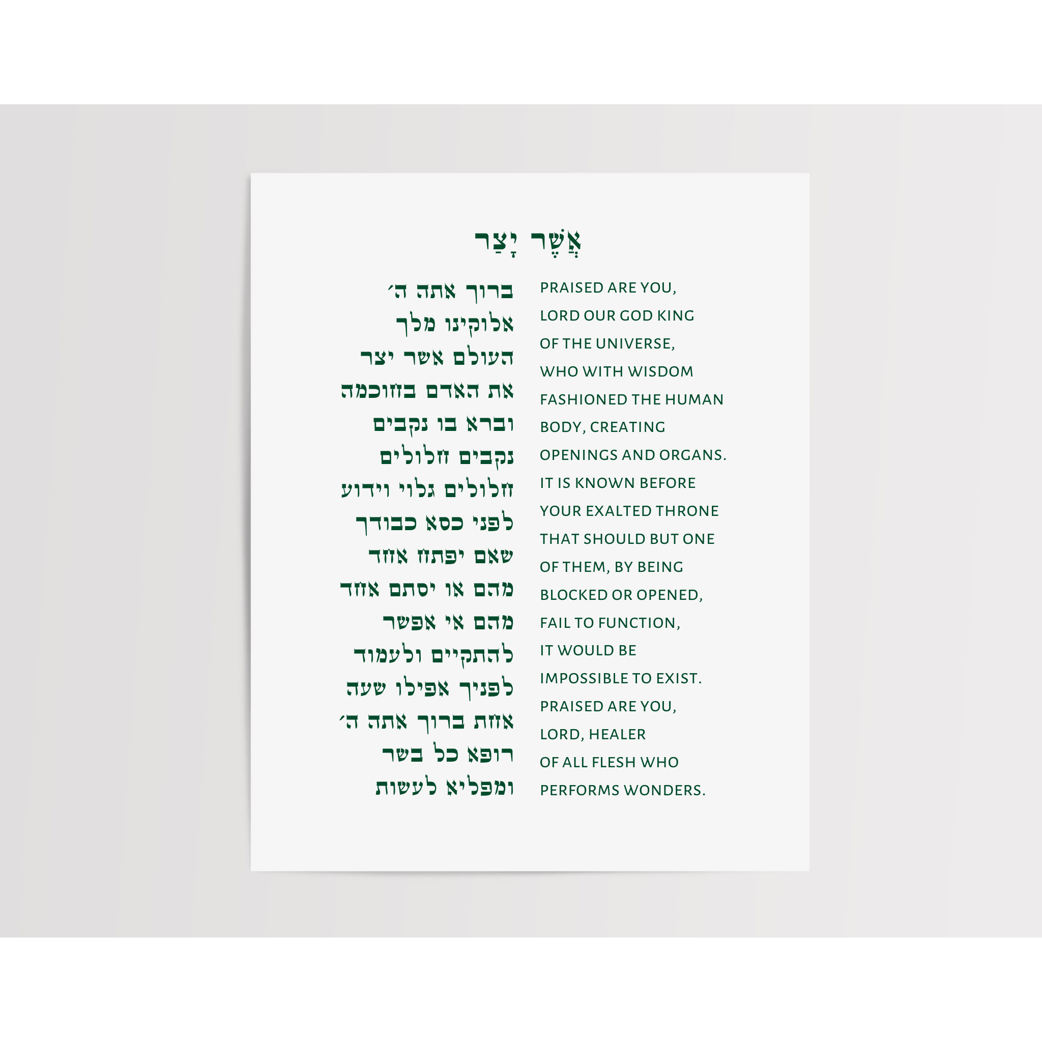 Asher Yatzar Bracha Blessing Poster – The Verse