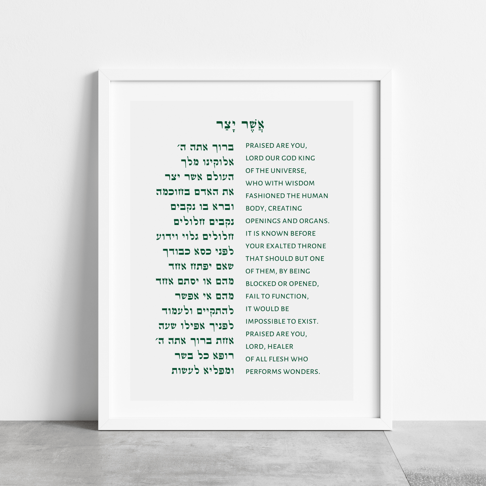 Asher Yatzar Bracha Blessing Poster – The Verse